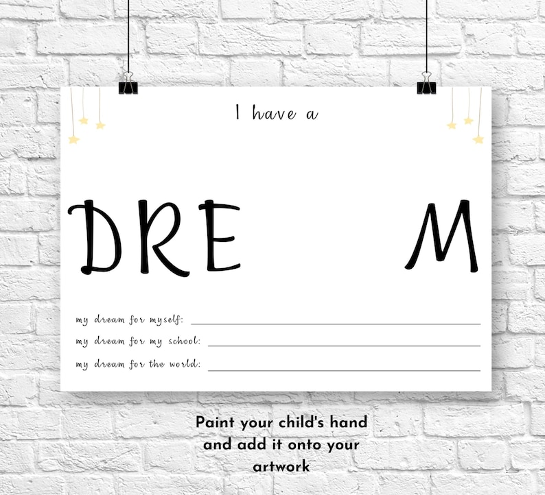 Printable I Have a Dream Handprint, Martin Luther King Day Handprint ...