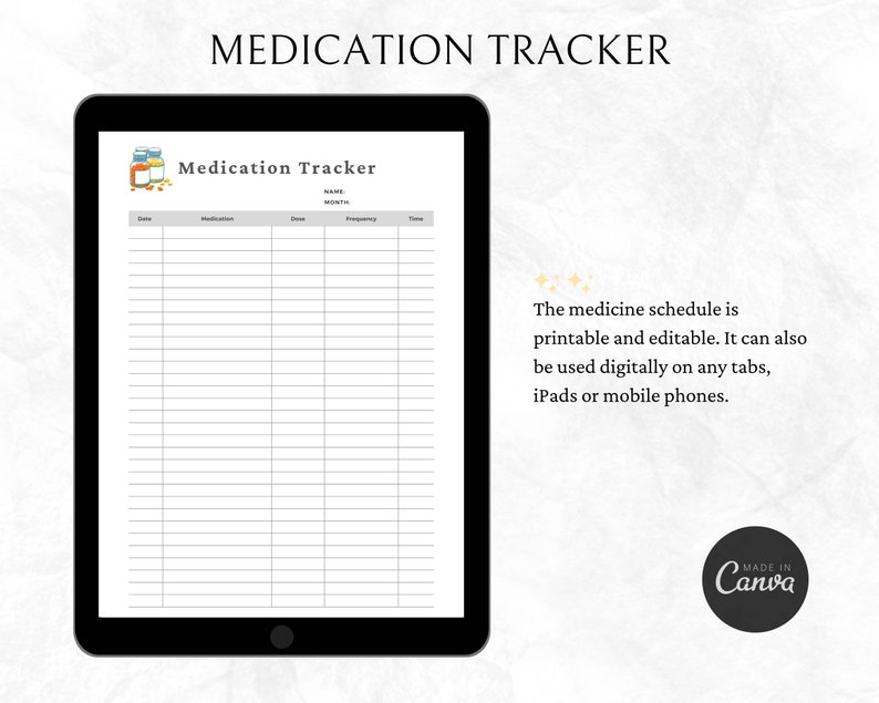 Medication Tracker Editable Printable, A4/a5/letter Size, Monthly ...