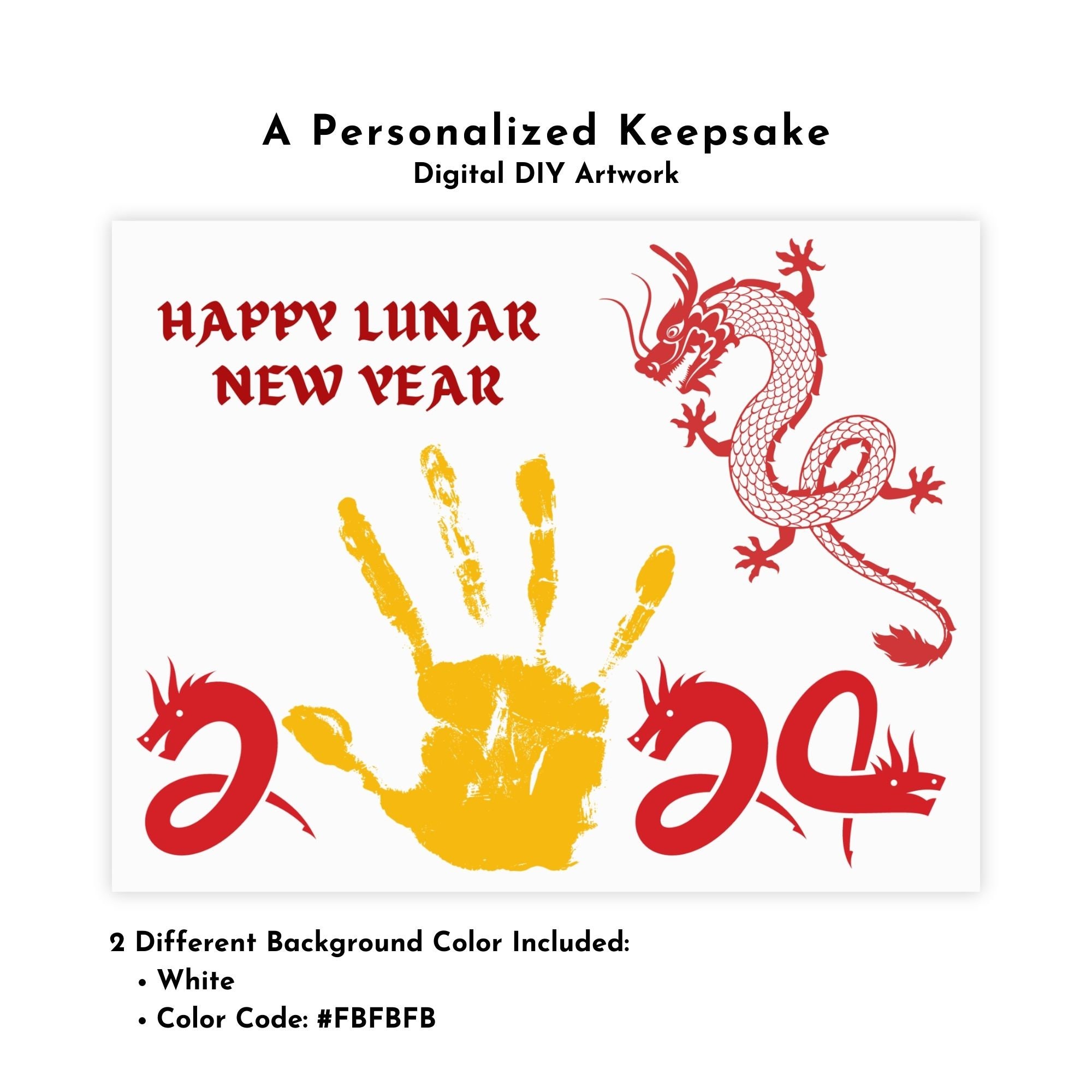Lunar New Year Handprint Art 2024, Chinese New Year Handprint Keepsake ...