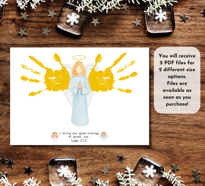 Printable Angel Handprint Template, Christian Bible Verse Craft, Angel ...