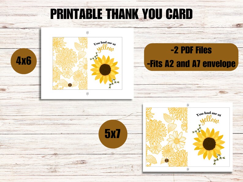 Sunflower Greeting Card | Digital Card | Printable Sunflower Card - Etsy