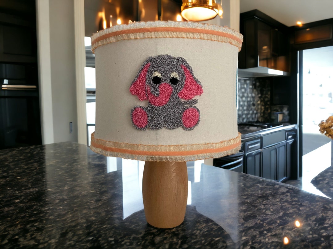 Handmade Punch Needle Table Lamp | Wooden Base | Velvet and Cotton ...