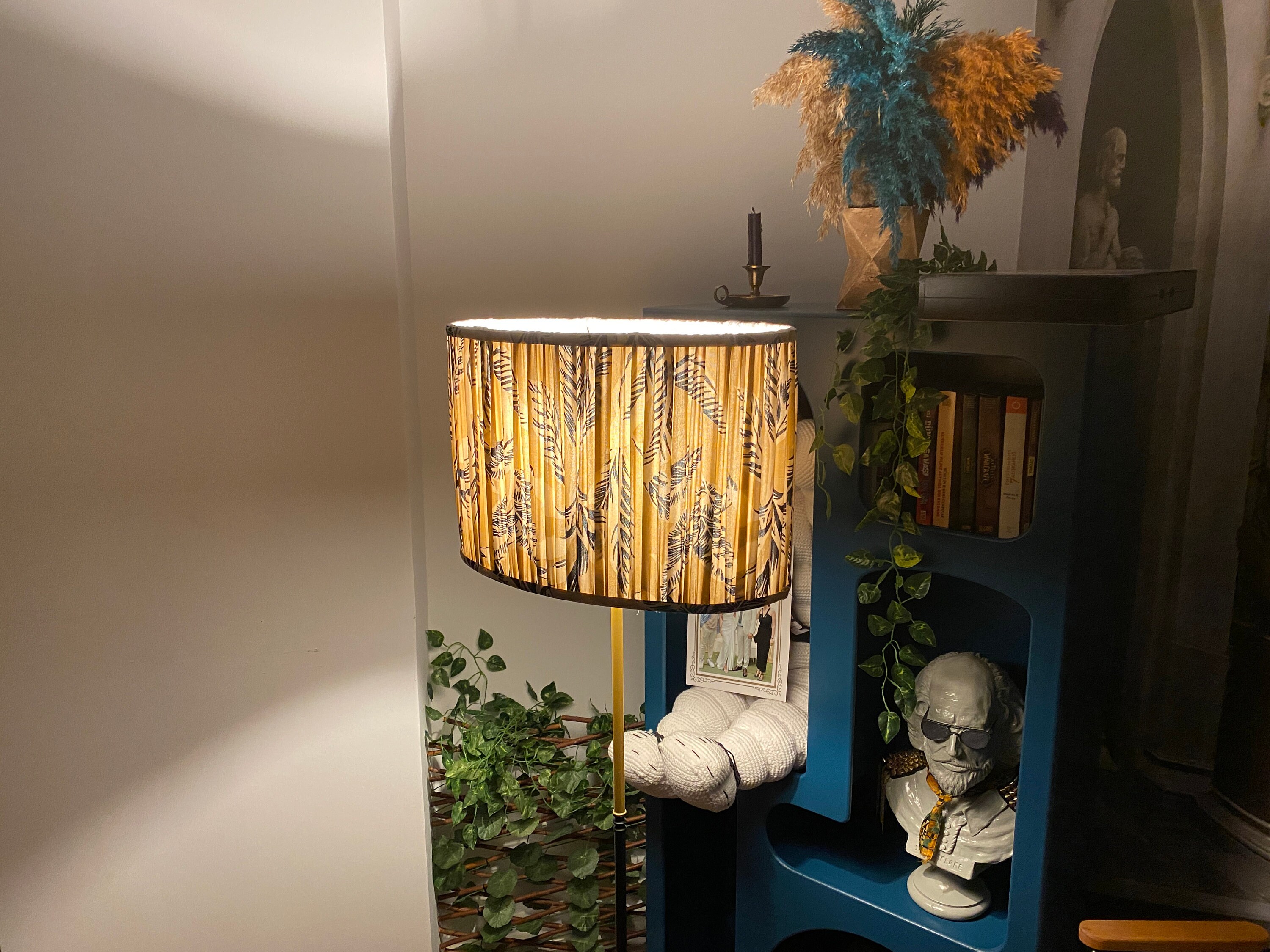 Handmade Pleated Lamp Shade | Oval Lampshade Pleated With Fresh Floral ...