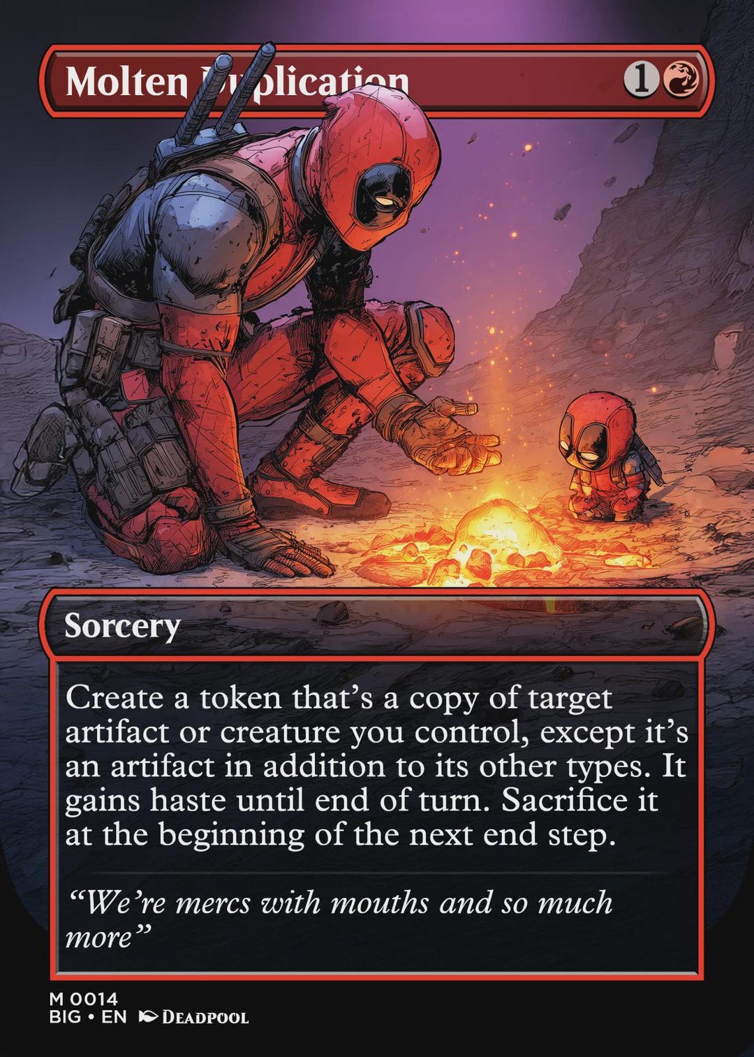 Deadpool Molten Duplication | Foil MTG Alter | Holographic Sticker ...