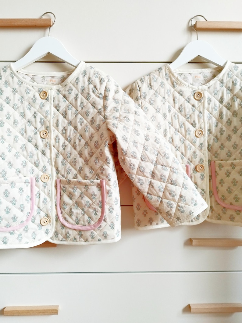 Handmade Quilted Jacket for Kids Floral Vintage Cotton Coat - Etsy