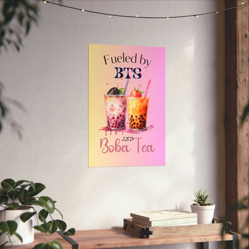 Poster Matte Vertical Posters BTS Boba Tea Bangtan Boys Poster Girly ...