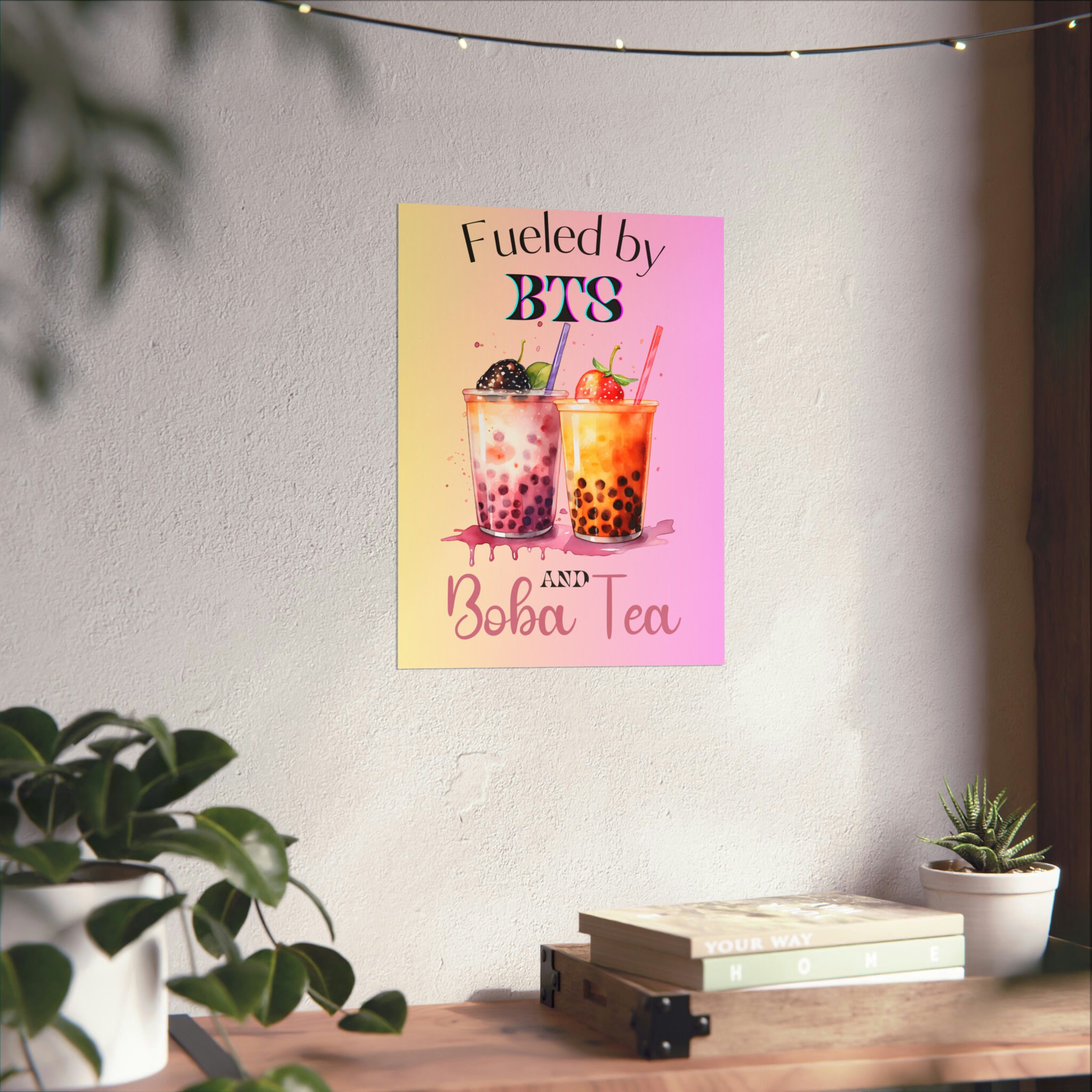 Poster Matte Vertical Posters BTS Boba Tea Bangtan Boys Poster Girly ...