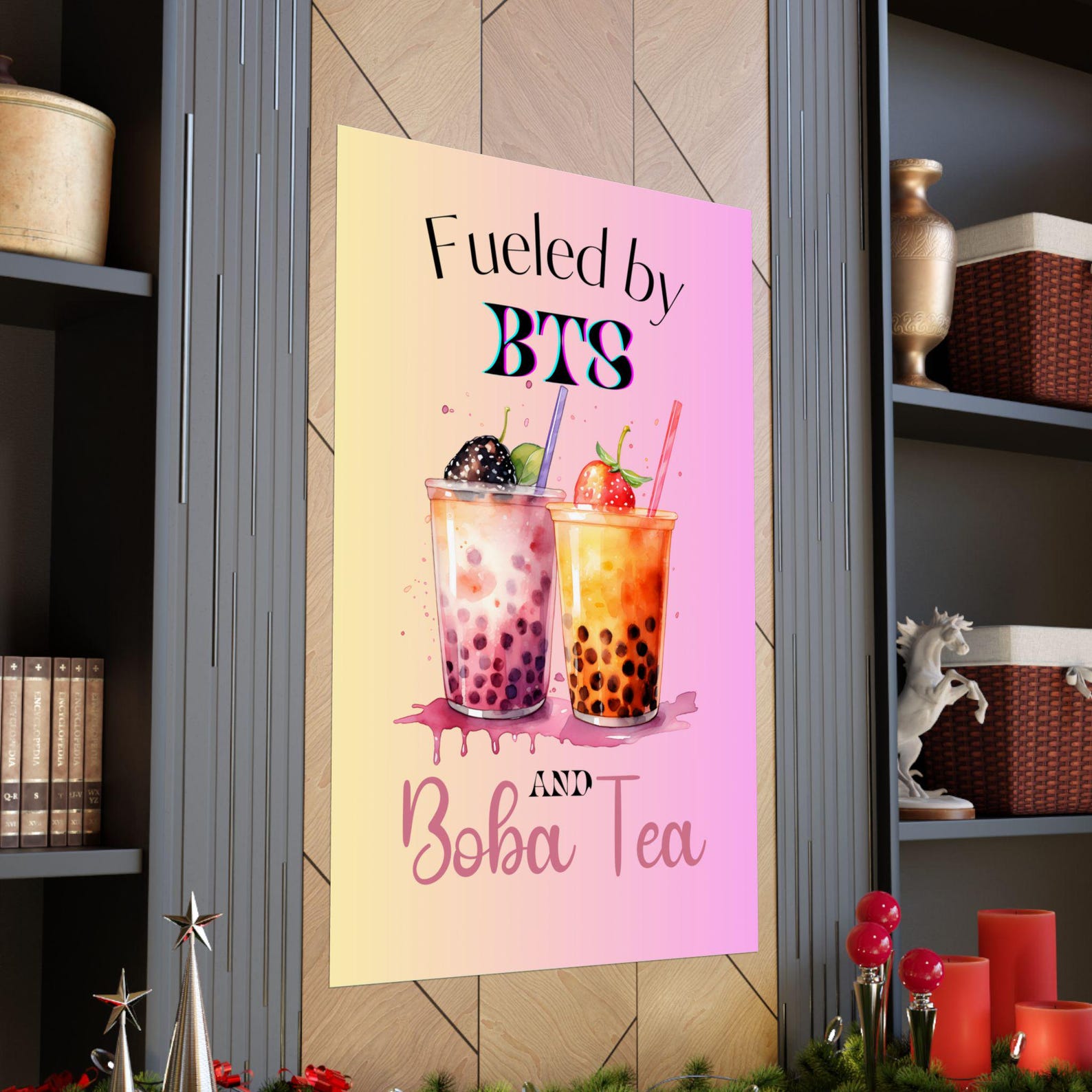 Poster Matte Vertical Posters BTS Boba Tea Bangtan Boys Poster Girly ...