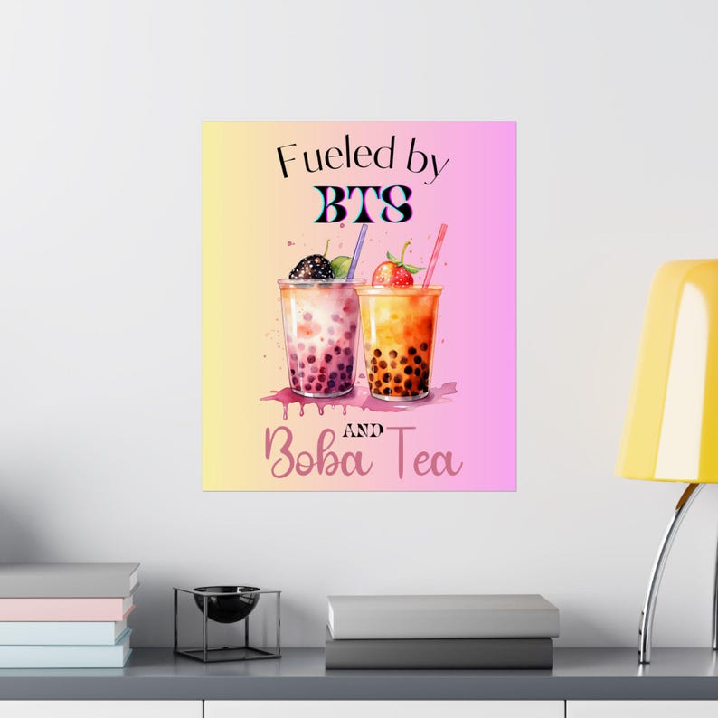 Poster Matte Vertical Posters BTS Boba Tea Bangtan Boys Poster Girly ...