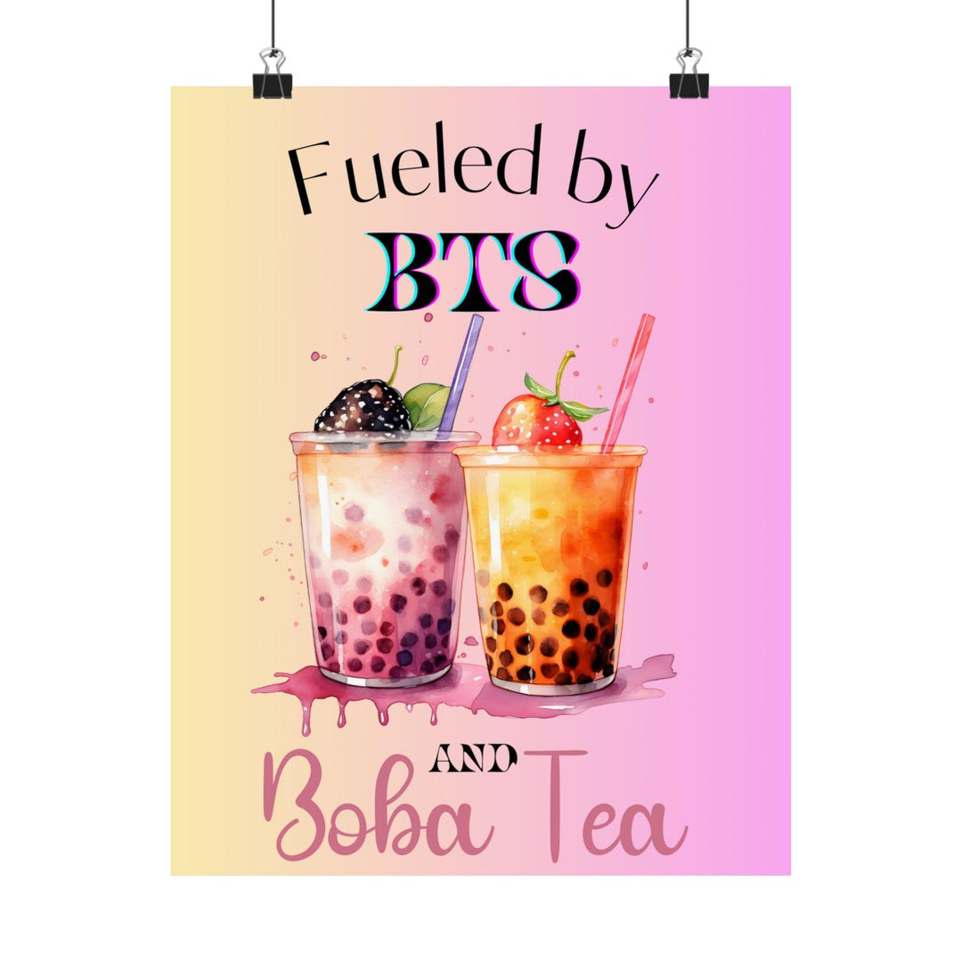 Poster Matte Vertical Posters BTS Boba Tea Bangtan Boys Poster Girly ...