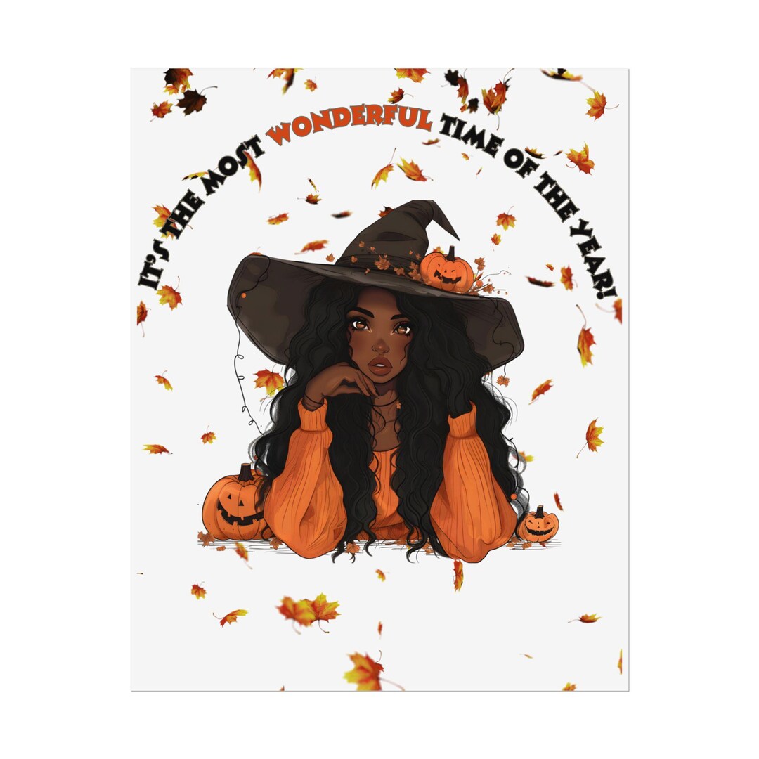 Black Girl Fall Poster Spooky Season Halloween Holiday Poster Sppoky ...