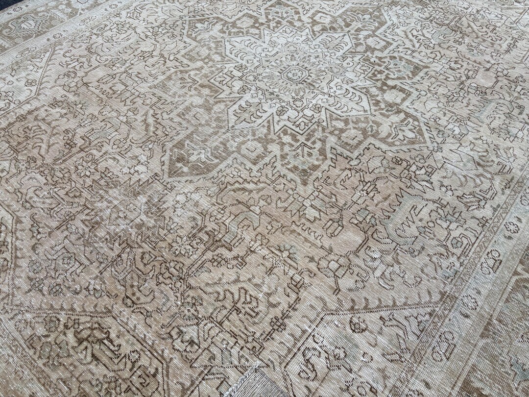 10x12 Vintage Rug Neutral, Turkish Area Rug, Rug for Living Room ...