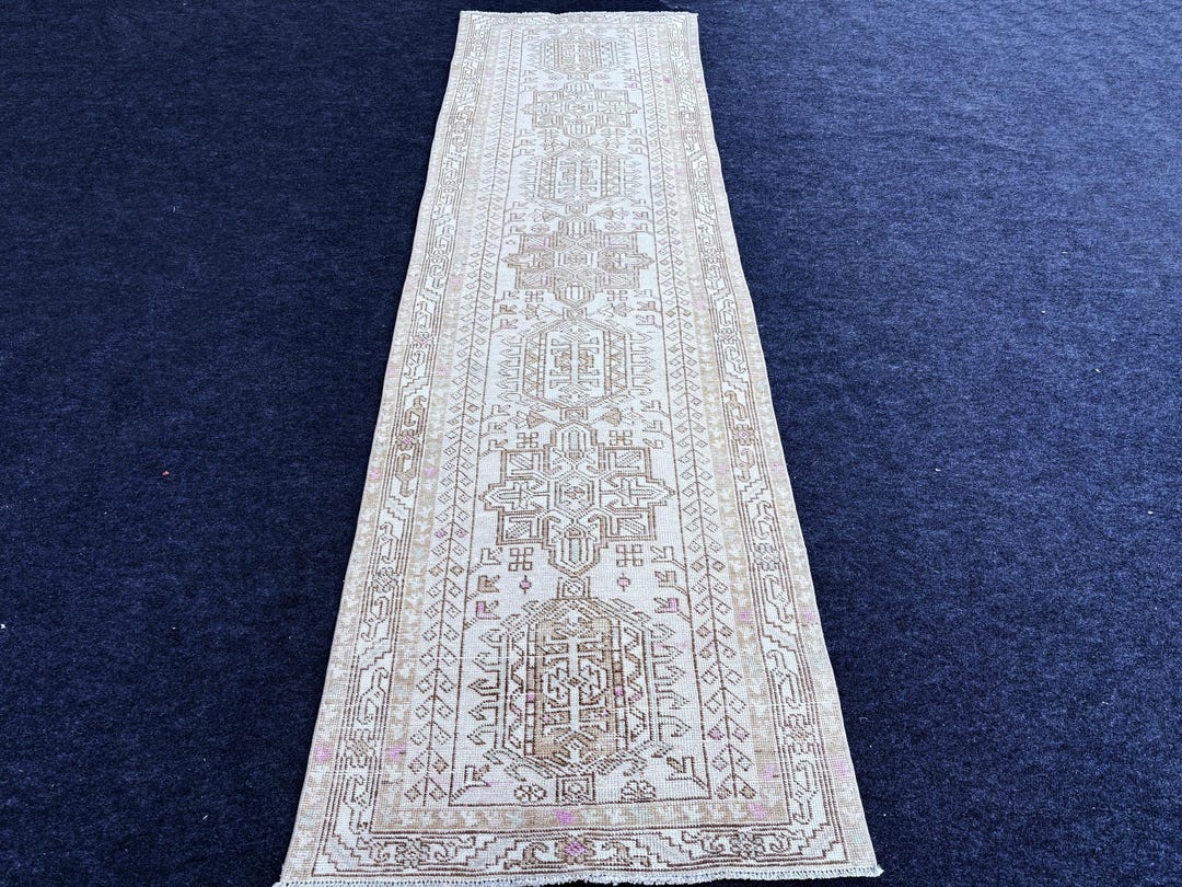 3x11 Neutral Vintage Runner, Soft Runner, Faded Gift Runner, Handmade ...