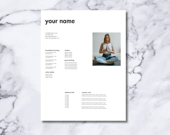 Yoga Teacher Resume | Canva Template | Editable Instant Download ...