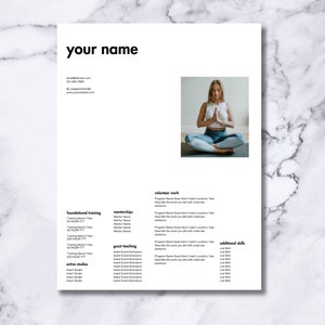 Yoga Teacher Resume | Canva Template | Editable Instant Download ...