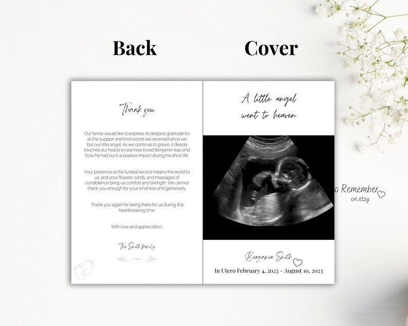 Stillborn Baby Funeral Program Template Editable in Canva, Baby ...