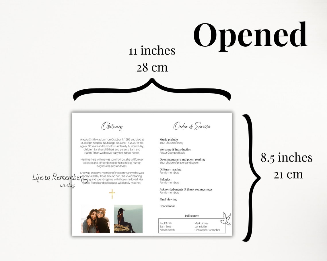 Christian Funeral Program Template Editable in Canva, Obituary ...