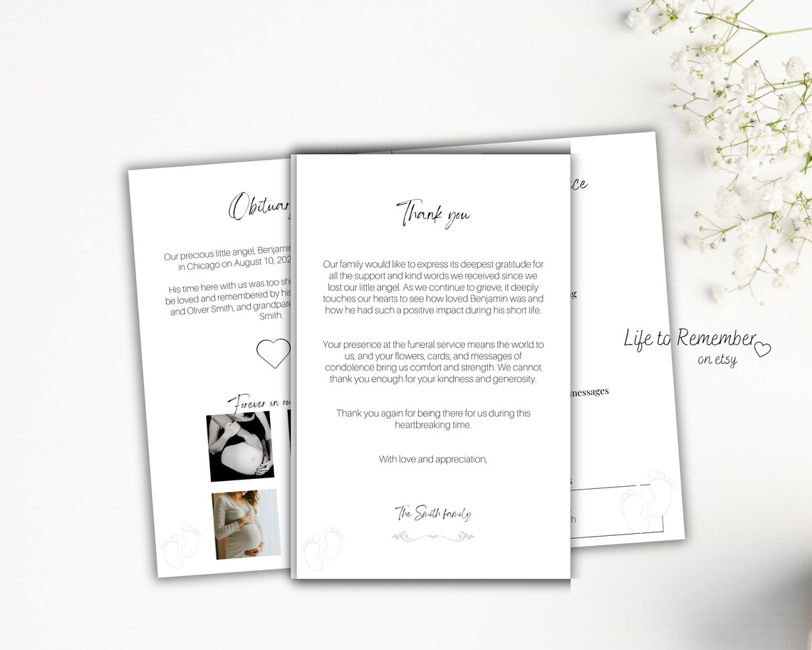 Stillborn Baby Funeral Program Template Editable in Canva, Baby ...