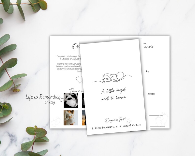 Stillborn Baby Funeral Program Template Editable in Canva, Baby ...