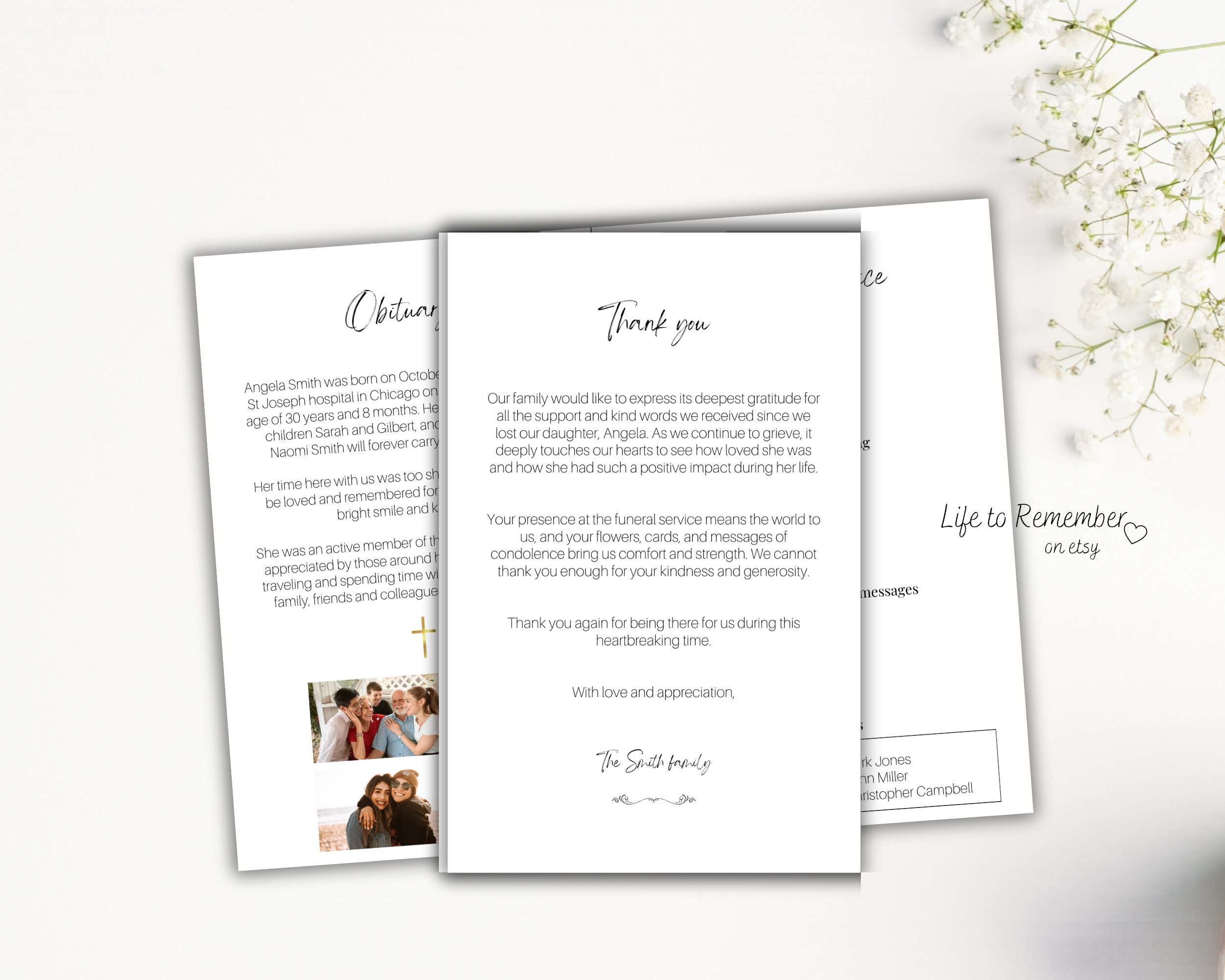 Christian Funeral Program Template Editable In Canva, Obituary