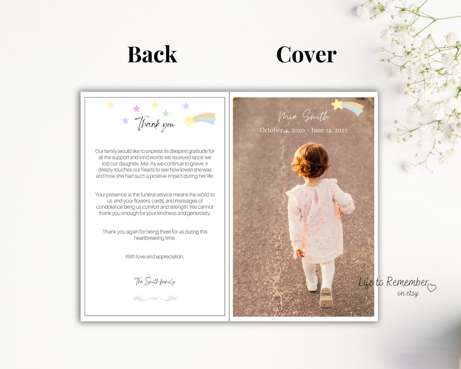 Child Funeral Program Template Editable in Canva, Printable Celebration ...