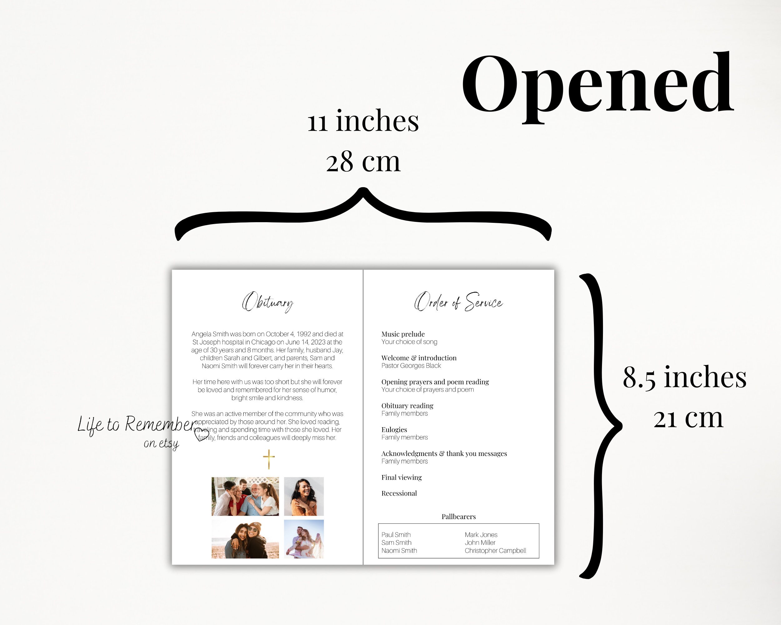 Christian Funeral Program Template Editable in Canva Obituary - Etsy