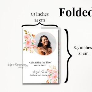 Funeral Program Template Editable in Canva, Printable Obituary ...