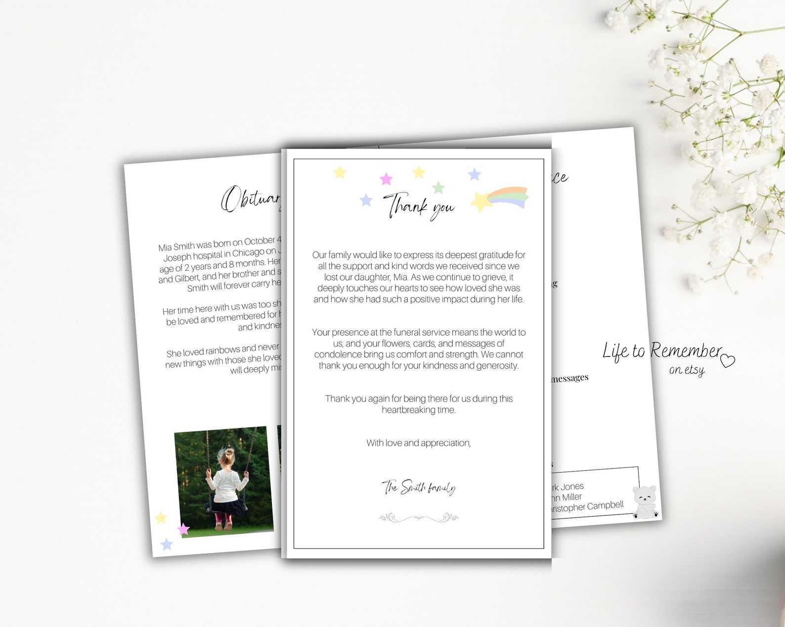 Child Funeral Program Template Editable in Canva Printable - Etsy