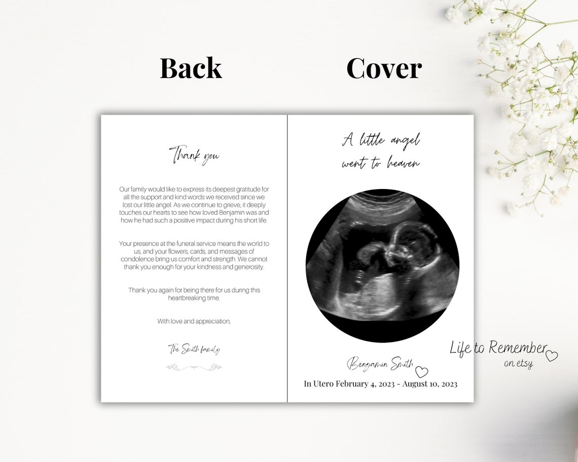 Stillborn Baby Funeral Program Template Editable in Canva, Baby ...