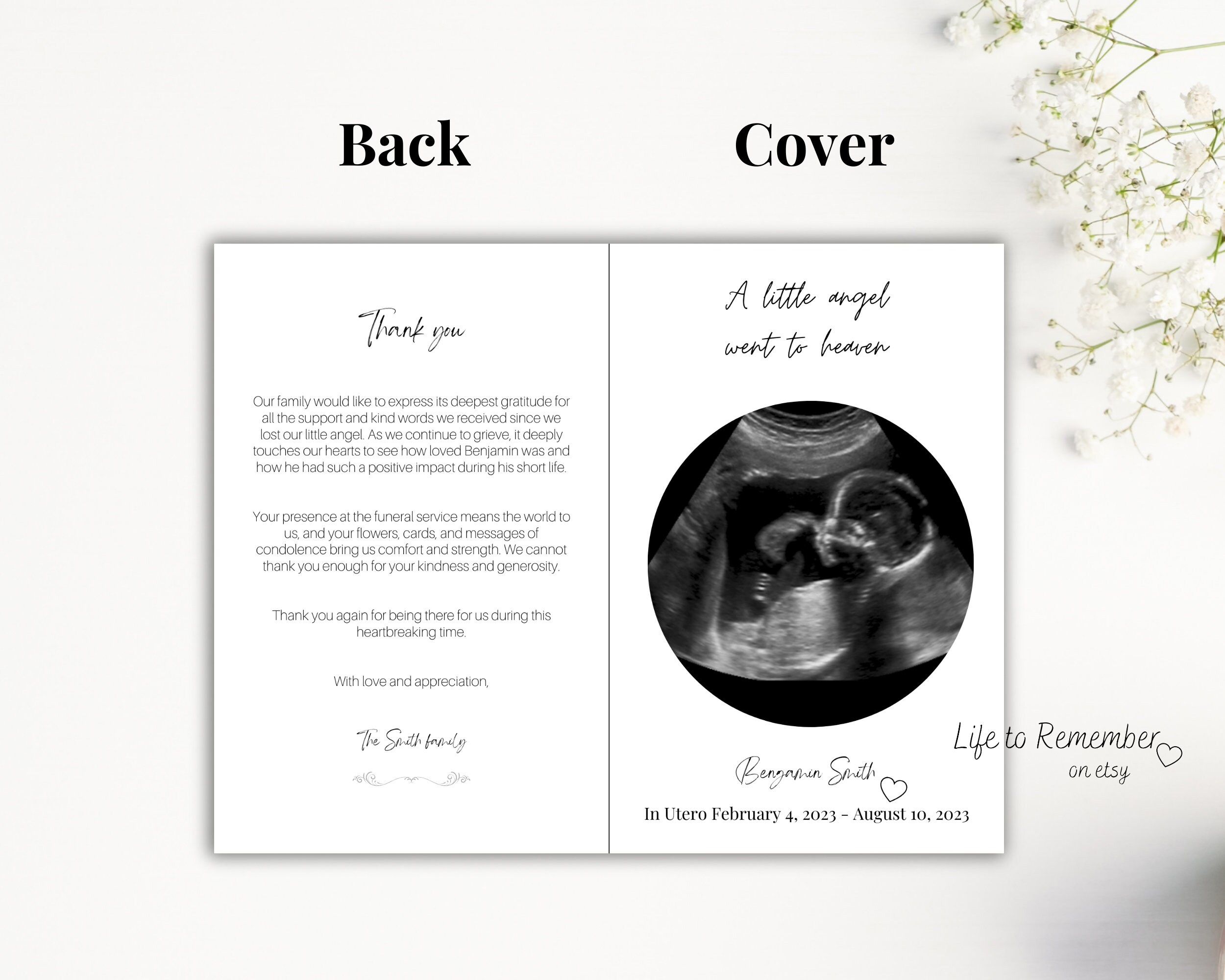 Stillborn Baby Funeral Program Template Editable in Canva, Baby ...