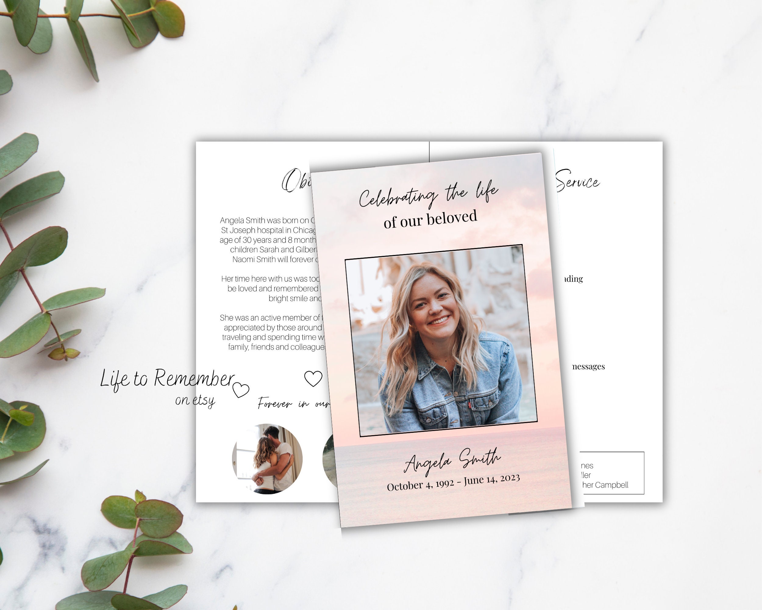 Ocean Funeral Program Template Editable in Canva Obituary - Etsy