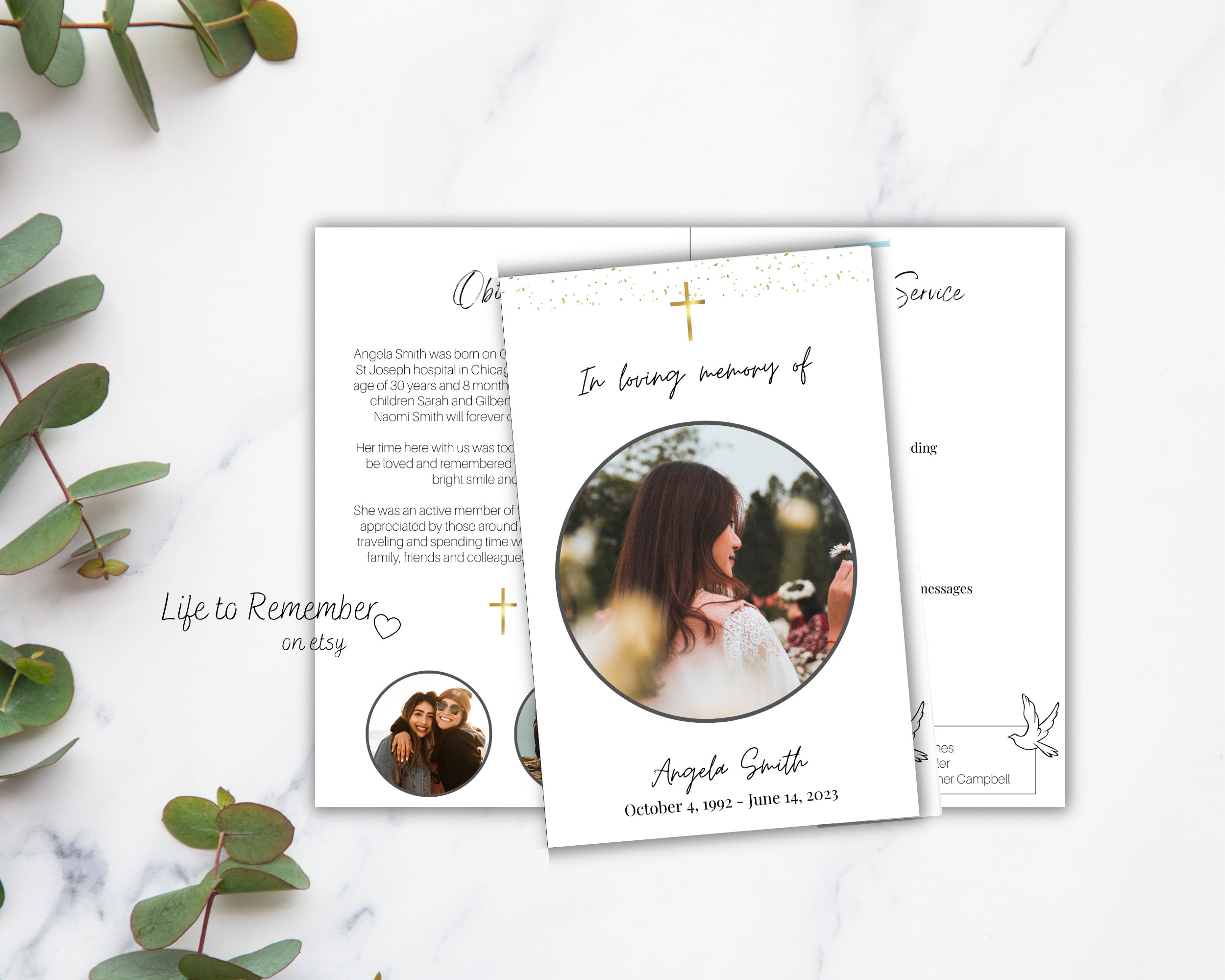 Christian Funeral Program Template Editable in Canva, Obituary ...