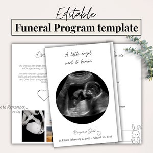 Stillborn Baby Funeral Program Template Editable in Canva, Baby ...