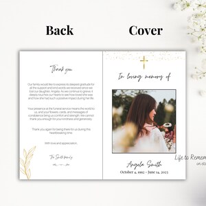 Christian Funeral Program Template Editable in Canva, Obituary ...