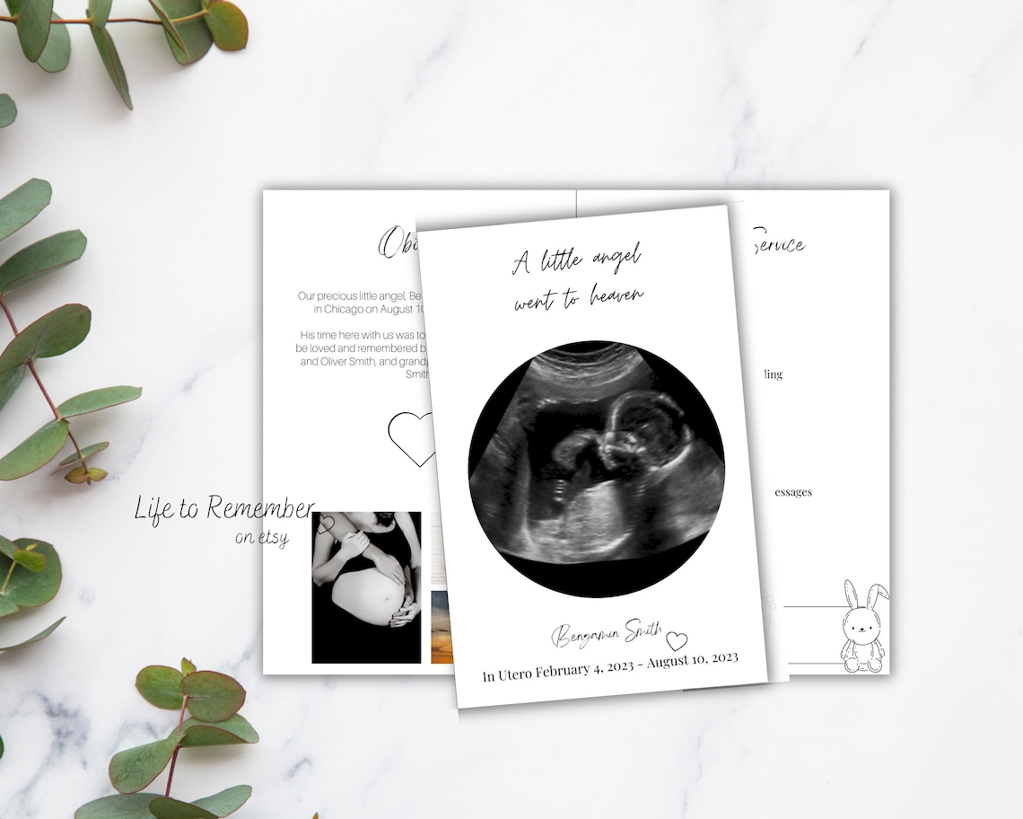 Stillborn Baby Funeral Program Template Editable in Canva, Baby ...