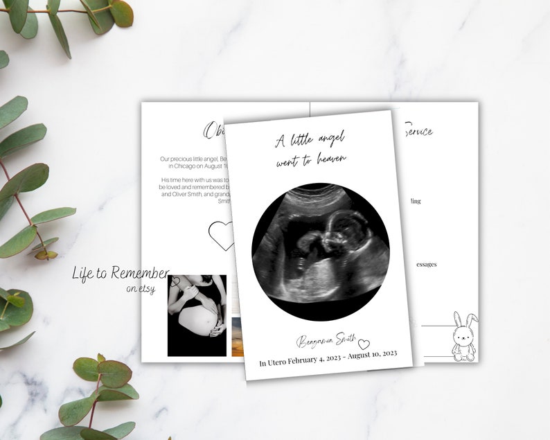 Stillborn Baby Funeral Program Template Editable in Canva, Baby ...