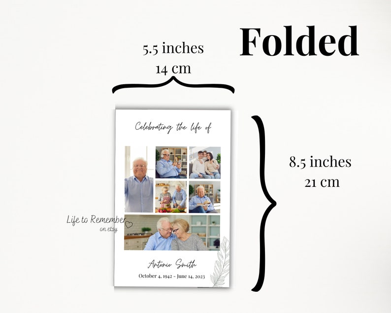 Green Funeral Program Template Editable in Canva Obituary - Etsy