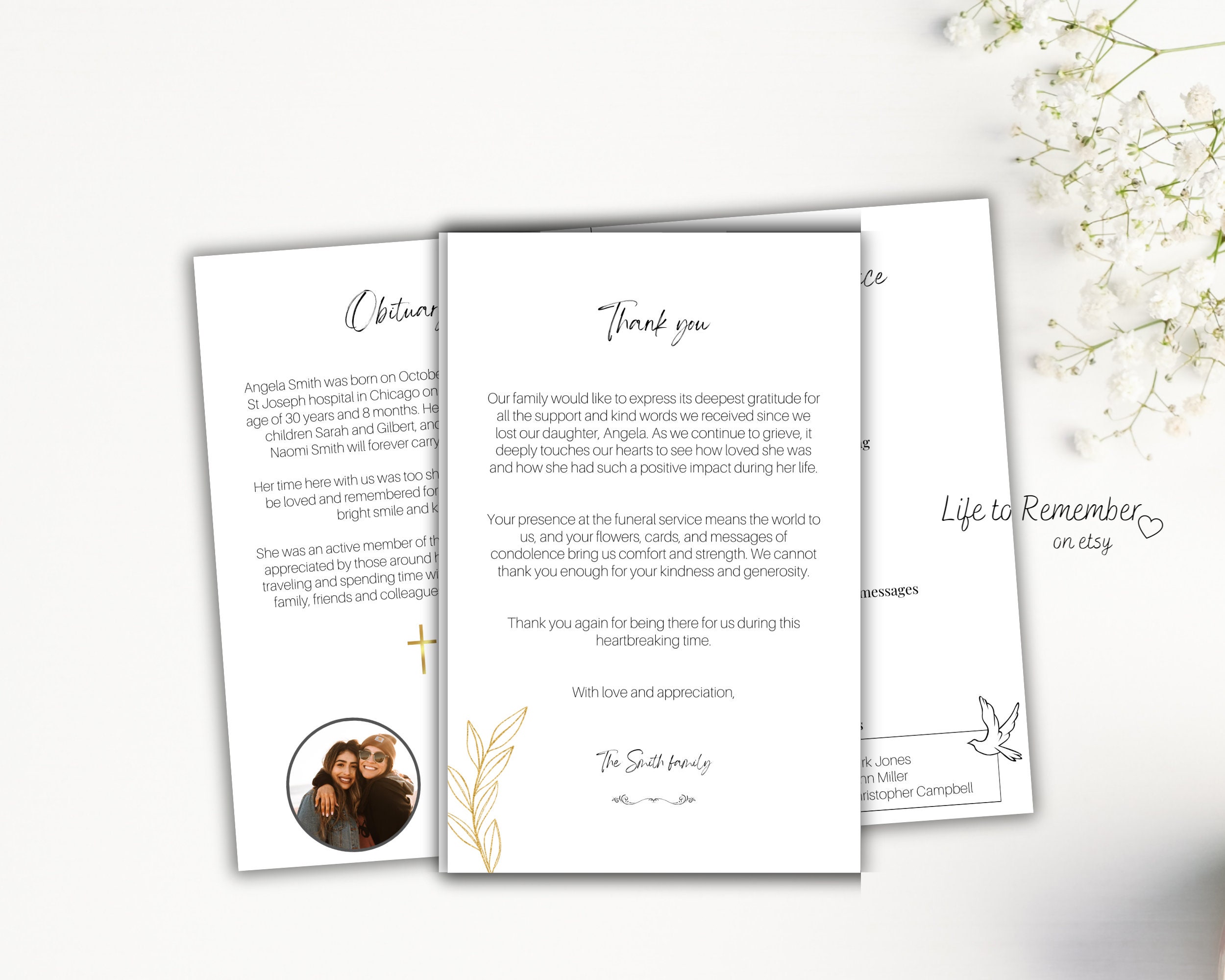 Christian Funeral Program Template Editable in Canva Obituary - Etsy