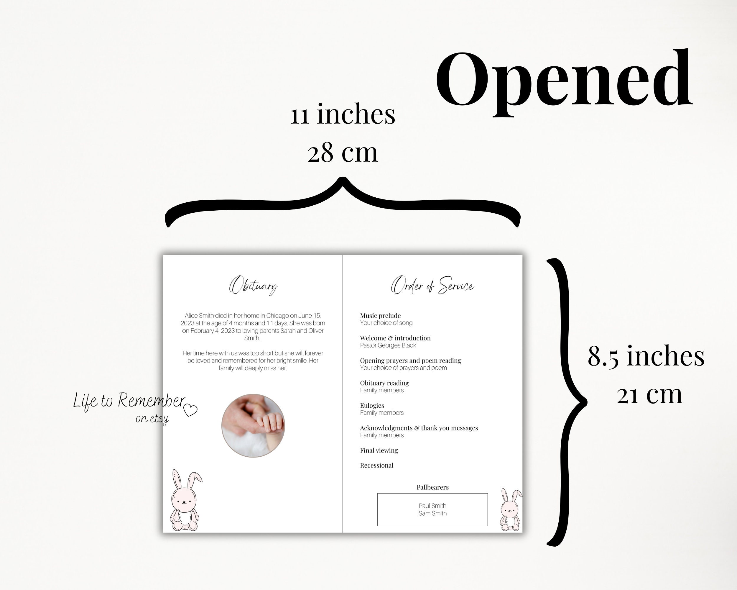 Baby Girl Funeral Program Template Editable in Canva, Printable ...