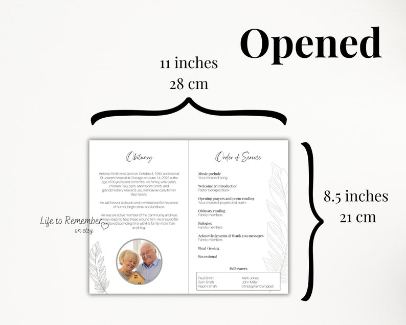 Green Funeral Program Template Editable in Canva Obituary - Etsy