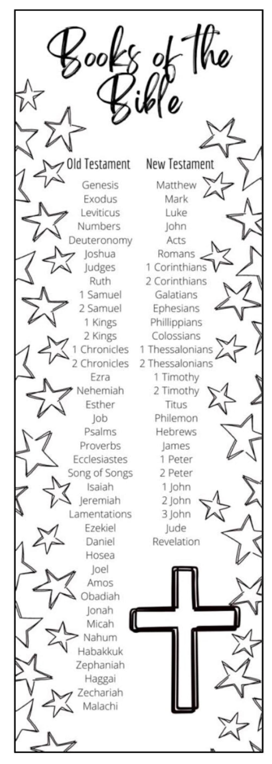 Books of the Bible Coloring Bookmark - Etsy