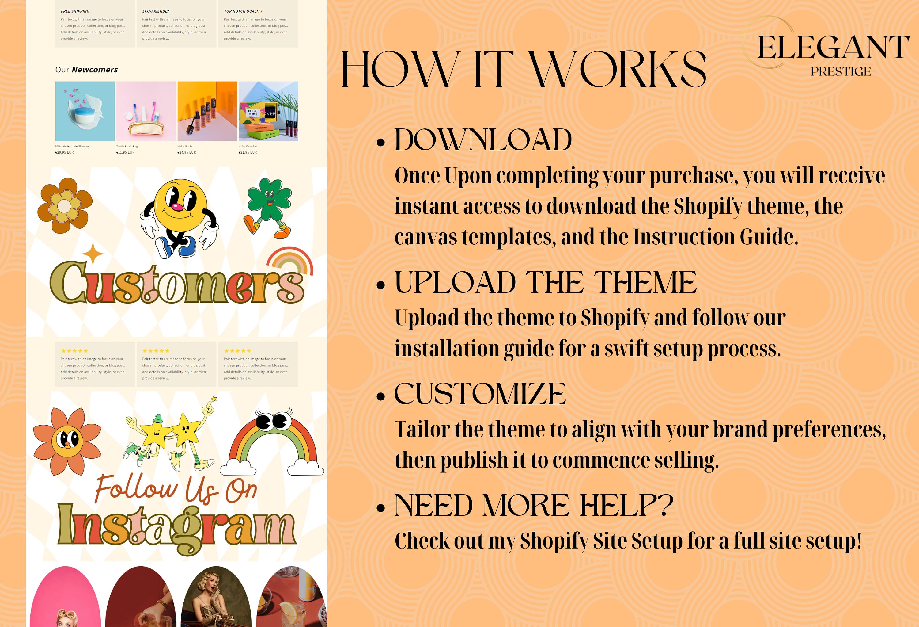 Retro Shopify Theme Colorful Boutique Shopify Website Retro Groovy ...