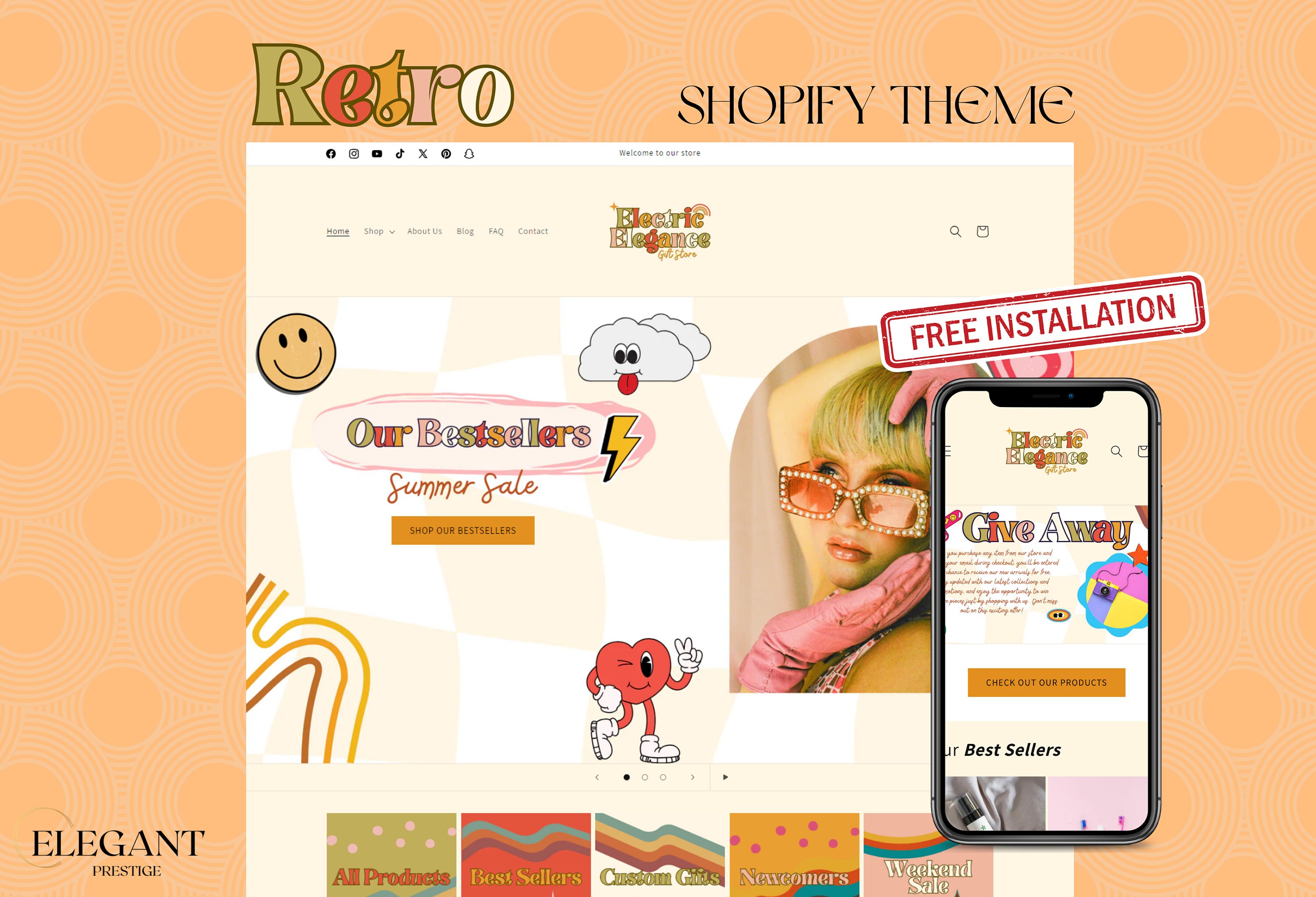 Retro Shopify Theme Colorful Boutique Shopify Website Retro Groovy ...