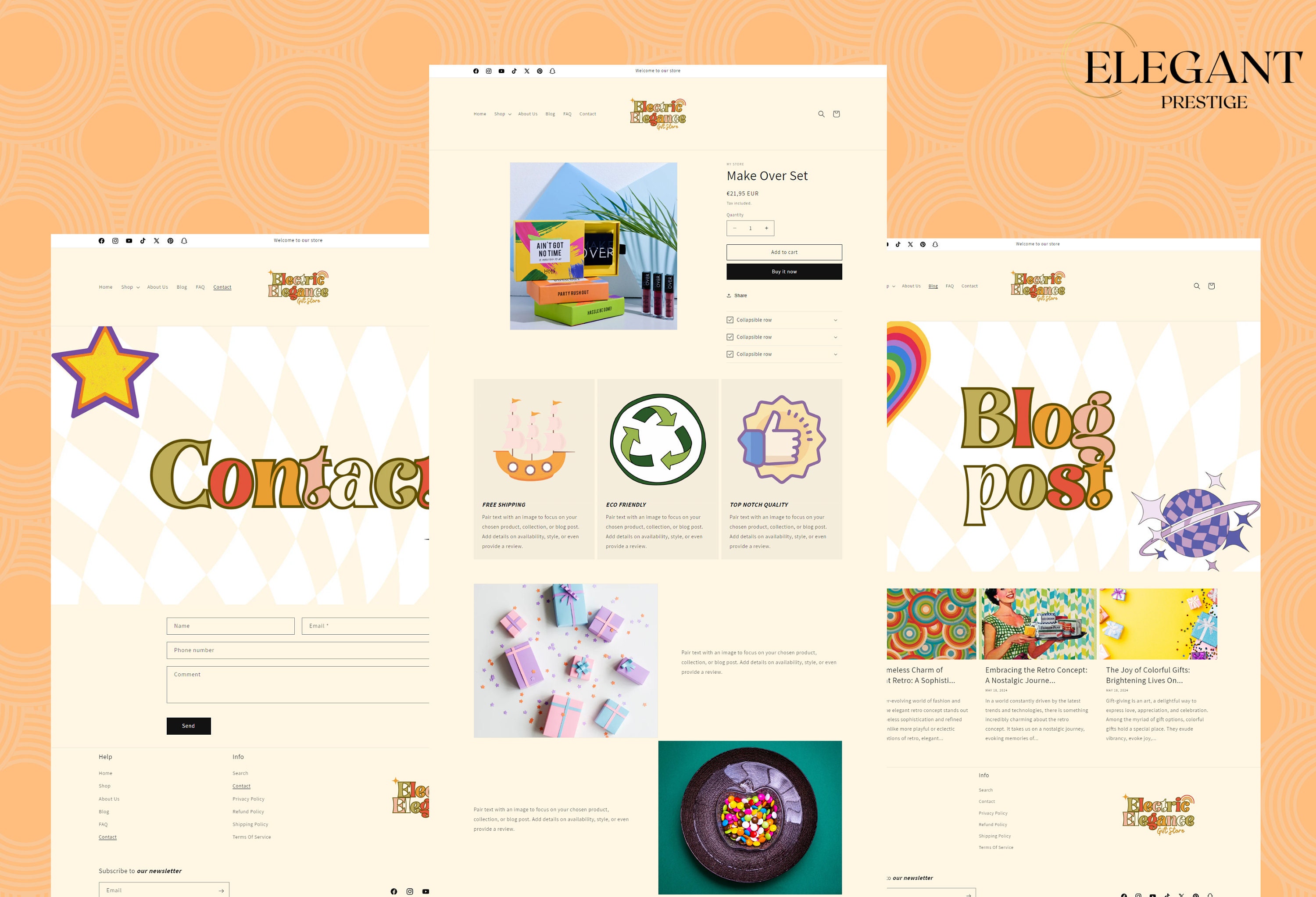 Retro Shopify Theme Colorful Boutique Shopify Website Retro Groovy ...