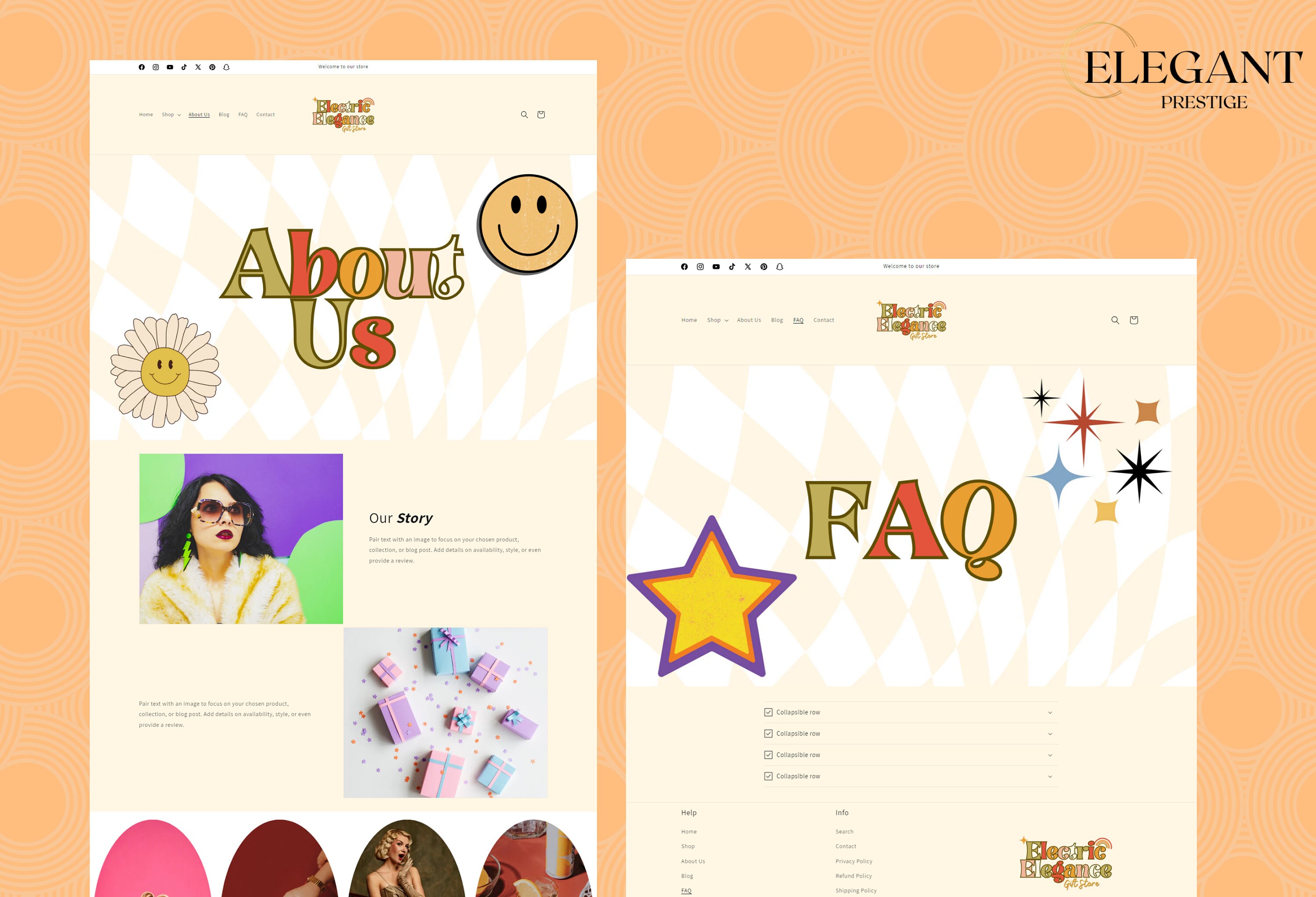 Retro Shopify Theme Colorful Boutique Shopify Website Retro Groovy ...