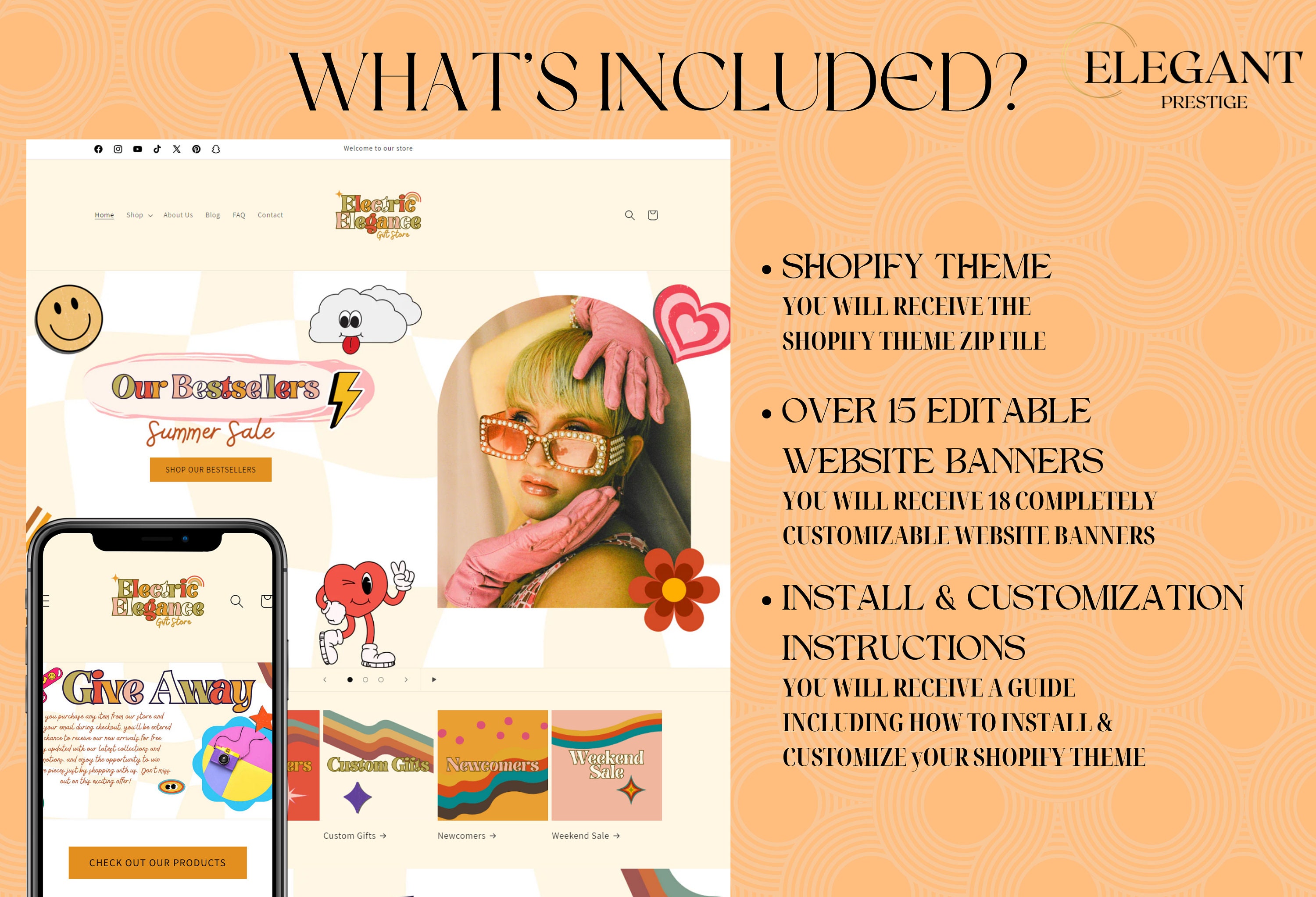 Retro Shopify Theme Colorful Boutique Shopify Website Retro Groovy ...