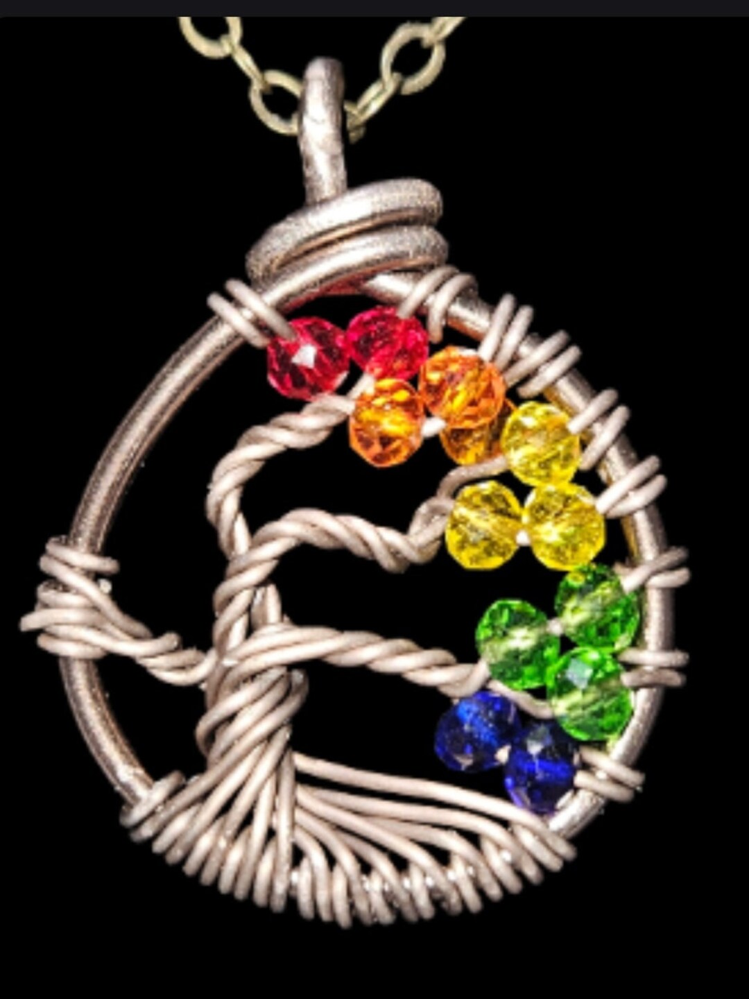 Handcrafted Wire Wrapped Tree of Life Necklace: Rainbow Family Talisman ...