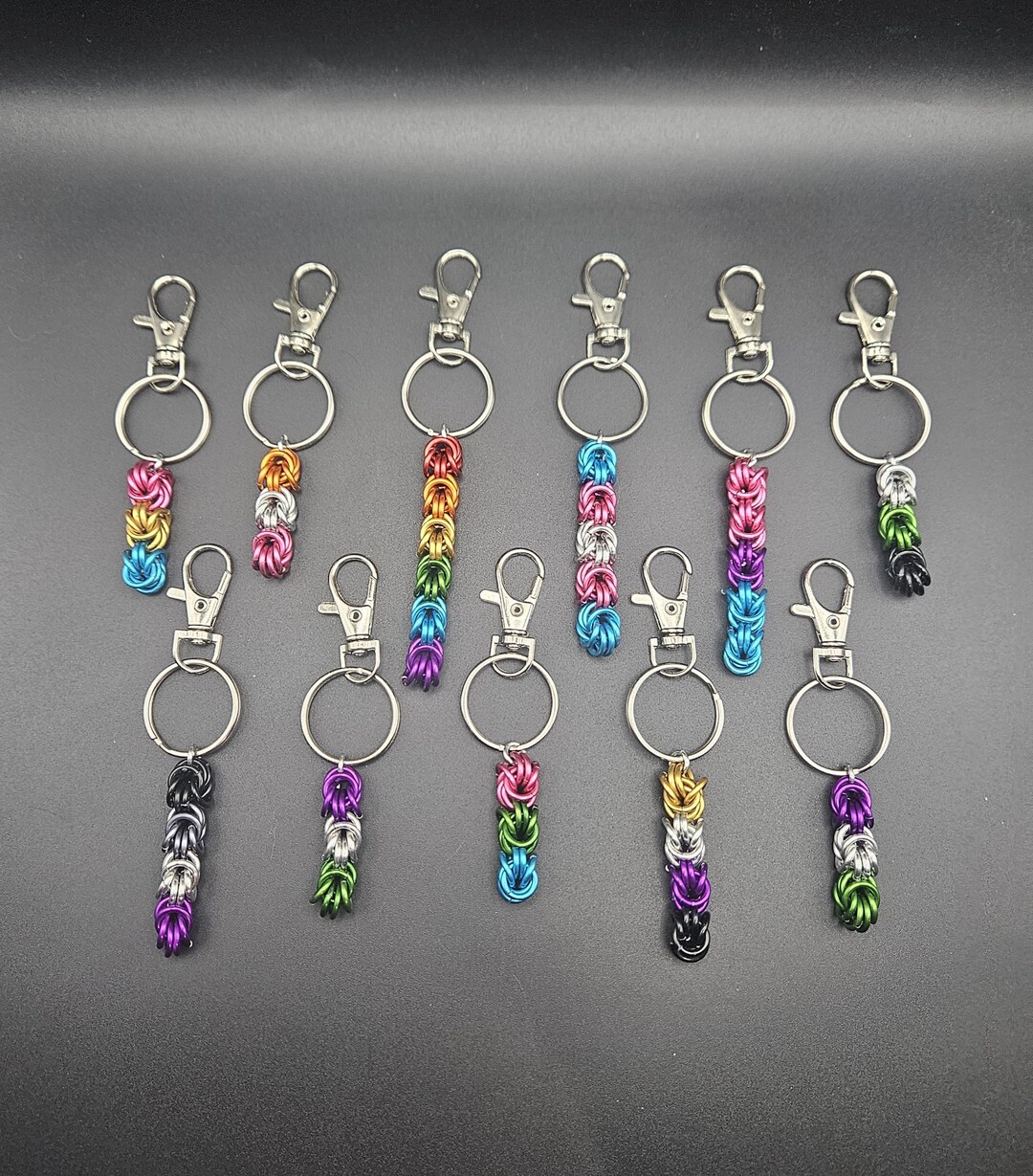 LGBTQIA+ Pride Chainmail Key Chains Charms Fourteen Options Available ...