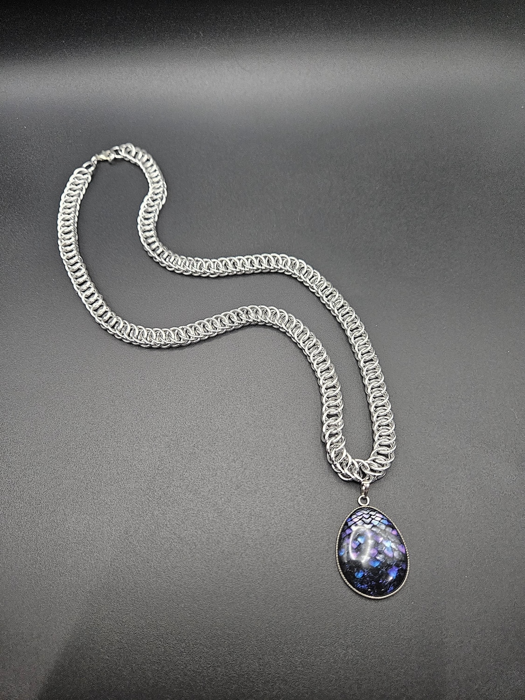 Medieval Dragon Egg Chainmail Necklace – Celtic Handmade Half Persian 4 ...