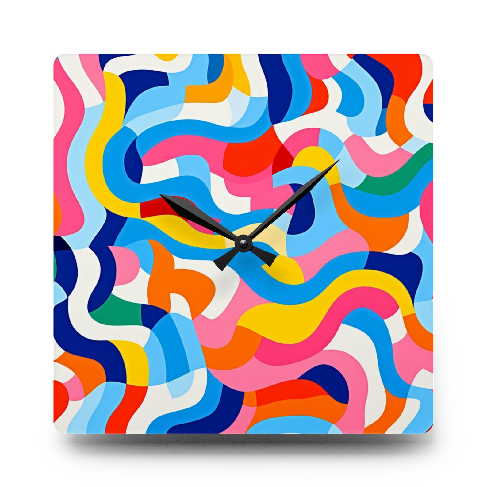 Acrylic Wall Clock With Colorful Artistic trippy Waves Print Circle and ...